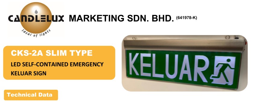 Led Self-Contained Emergency Keluar Sign, Slim Type